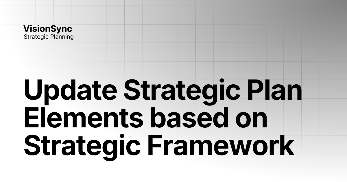 Update Strategic Plan Elements based on Strategic Framework ...